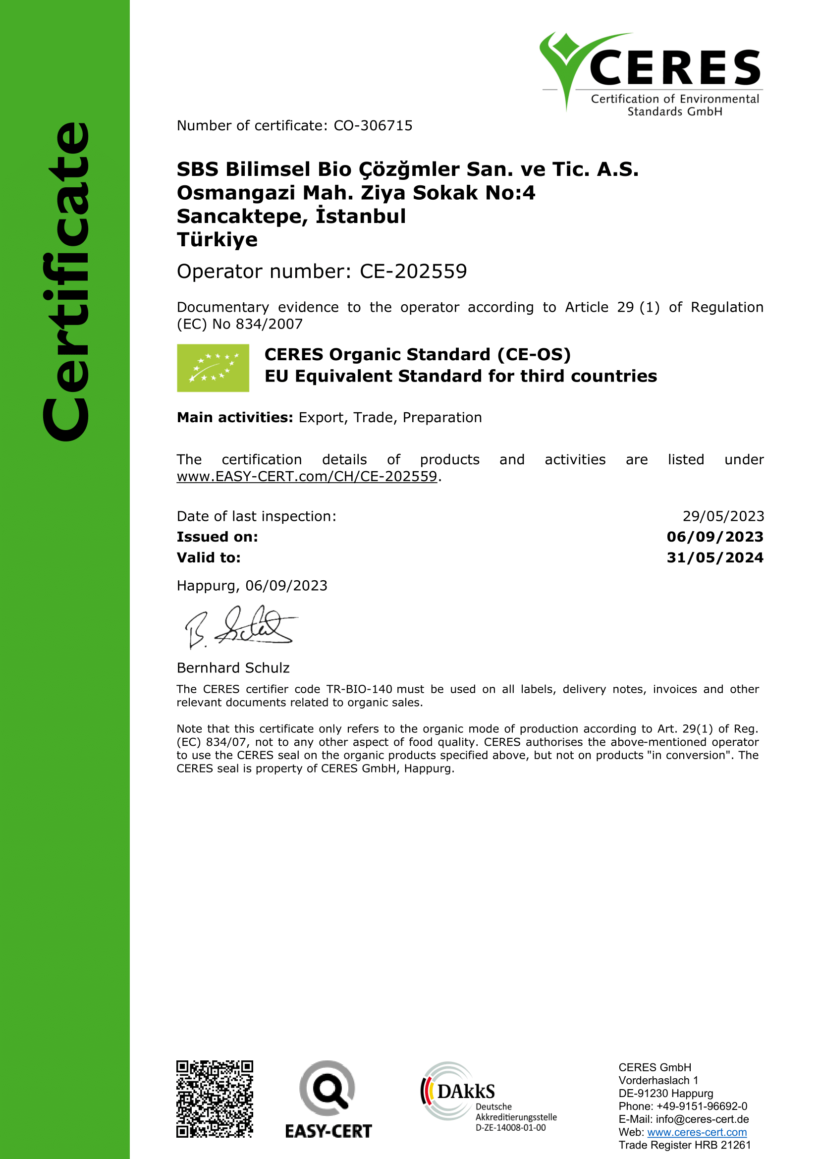 Certificates – Bee and You EU