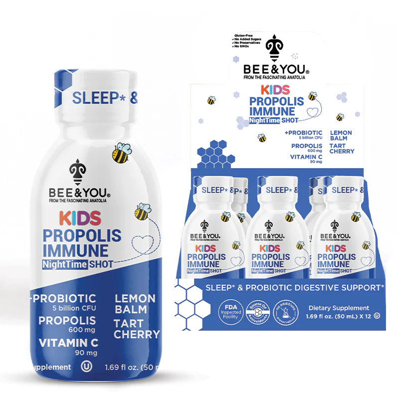 Kids Propolis Immune NightTime Shot - Probiotic, 50 ml x 12 – Bee and ...